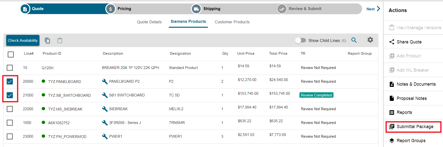 Quotation PLT : How To Generate Submittal Package For Selected Line ...